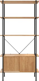 5patrový policový regál se skříňkou 80x40x163cm ocel a kompozit 336355