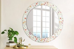 Kulaté zrcadlo tištěný rám Divoké květiny fi 70 cm