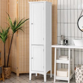 Costway 5patrová koupelnová skříňka Slim volně stojící vysoká, bílý