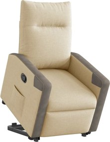 Zvedací polohovací křeslo krémové textil 3324093
