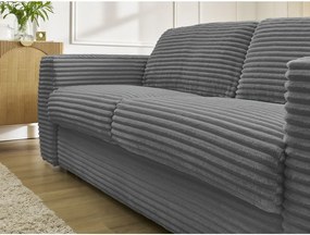 Tmavě šedá manšestrová pohovka na každodenní spaní/rozkládací 240 cm Hugo – Bobochic Paris