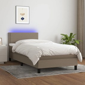 vidaXL Box spring postel s matrací a LED 90x200 cm textil [3133049] Barva: taupe