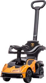 AIYAPLAY 2-v-1 Lamborghini Essenza SCV12 Dětské Odpojovací Auto 12-36 Měsíců S Tlačítkem A Odnímatelnou Rukojetí 86.5x40x89.5 cm Oranžové a Černé