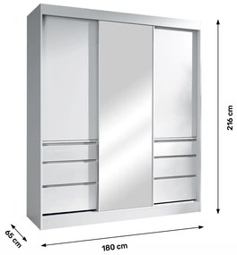 Skříň s posuvnými dveřmi Cartery 180, bílá