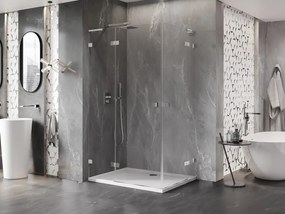 Mexen Lunar L Duo výklopný sprchový kout 80 x 75 cm, 8mm čiré sklo, chromový profil, 834L-080L-075P-01-00