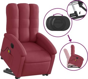 Elektrické zvedací masážní polohovací křeslo vínové textil 3204131