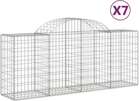 Klenuté gabionové koše 7 ks 200x50x80/100 cm pozinkované železo 3146304