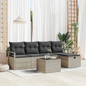 Set pohovek 6 ks 5-Počet míst Světle šedá polyratan 3359171
