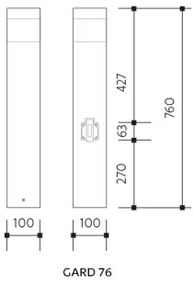 Zahradní svítidlo Panlux GARD VZS-E14 výška 76cm se zásuvkou a pohybovým čidlem