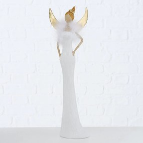 Dekorace anděl Janin bílý 1ks, 13x6x40 cm - S rukama v pase