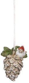 Vánoční závěsná ozdoba šiška s ptáčkem - 5*4*7 cm