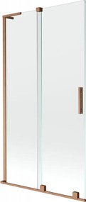 Mexen Velar L, 2-křídlová posuvná vanová zástěna 100 x 150 cm, 8mm čiré sklo, měděná matná, 896-100-003-01-65