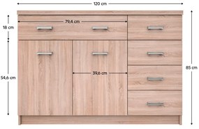 Kondela Komoda 2D5S, dub sonoma, TOPTY TYP 22