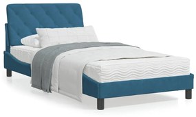 Rám postele s čelem modrý 100 x 200 cm samet