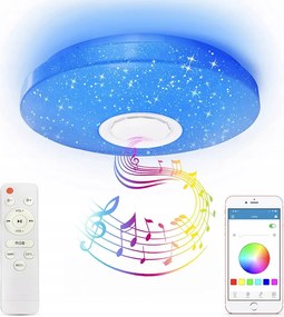 Stropní Svítidlo Rgb S Bluetooth Led Reproduktorem 60 W S Dálkovým Ovládáním, Aplikace App