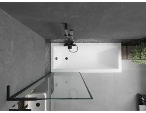 Mexen Next L, 1-křídlová vanová zástěna 70 x 150 cm, 6mm čiré sklo-černý vzor, ​​černý profil, 895-070-000-03-70-70