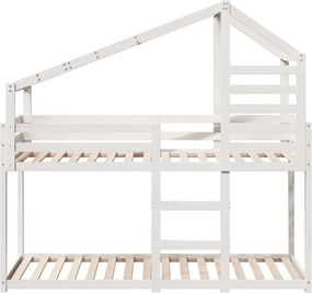 Patrová postel se střechou bílá 80x200 cm masivní borové dřevo 3281959