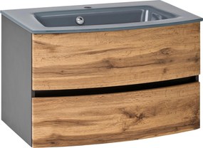 XXXLutz SKŘÍŇKA S UMYVADLEM, barvy dubu, barvy grafitu, 80 cm Held - Online Only koupelnové skříňky - 000307010642