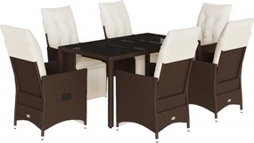 7dílný zahradní bistro set s poduškami hnědý polyratan 3276918