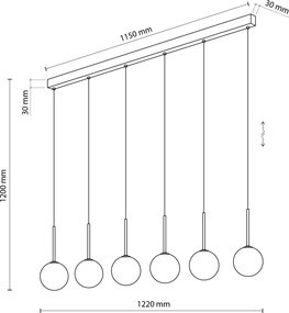 TK Lighting Černý závěsný lustr Martin pro žárovku 6x G9 TK4504