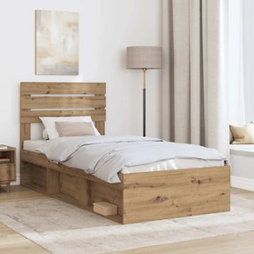 Rám postele Umělecký dub 75 x 190 cm Masivní borové dřevo 3411478