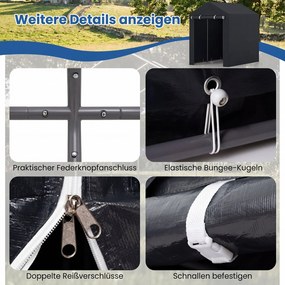 Costway Garážový stan kůlny na nářadí s rolovacími dvířky na zip a 6 kovovými