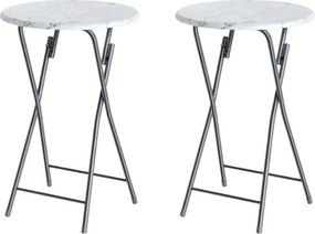 Sada 2 ks cateringových skládacích barových stolů MARLE 60 cm mramorově bílá