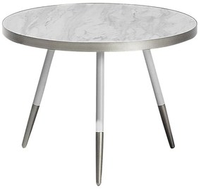 Kavárenský stolek se vzhledem bílého mramoru a bílo-střibrnými nohami RAMONA Beliani