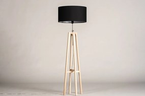Stojací designová lampa Paola Black Maison and Natur Wood