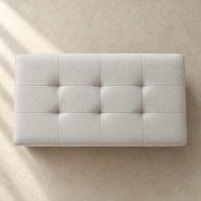 Obdélníkový taburet s úložným prostorem, skládací, 76 × 38 × 38 cm, béžový