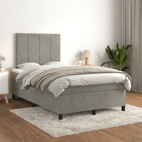 Box spring postel s matrací světle šedá 120x190 cm samet 3269995