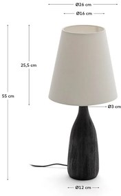 Černá/krémová stolní lampa s textilním stínidlem (výška 56 cm) Luvia – Kave Home