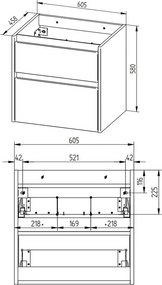 Mereo Mereo, Opto, koupelnová skříňka s umyvadlem z litého mramoru 61 cm, bílá, dub, bílá/dub, černá, CN920M
