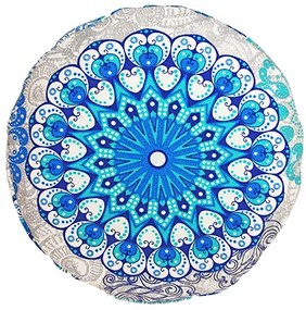 S radostí - vlastní výroba Meditační polštář s tyrkysovou mandalou Atlantida Velikost: ∅30 x v12 cm