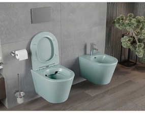 Mexen Rico, závěsné WC Rimless s WC deskou slim, duroplast, zelená matná, 30724048