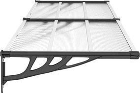 Vchodová stříška černá a průhledná 239 x 90 cm polykarbonát 153686