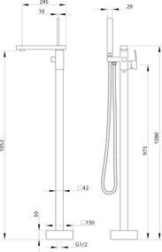 Sapho Sapho, GINKO vanová baterie s připojením do podlahy, chrom, 1101-24