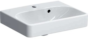 Geberit Smyle Square - Umyvadlo 45x36 cm, s přepadem, otvor pro baterii, bílá 500.222.01.1