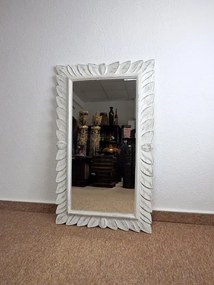 Zrcadlo ARIELA bílé, 100x60 cm, exotické dřevo, ruční práce