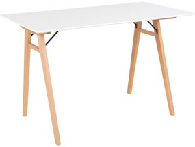 OnaDnes -20% Nordic Living Bílý dřevěný pracovní stůl Vinay 120 cm s přírodní podnoží