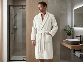 Pánský mikroplyšový župan VELVET TOUCH 118 cm, krémový