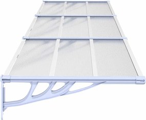 Vchodová stříška šedá a průhledná 358,5 x 90 cm polykarbonát 153695