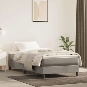 vidaXL Box spring postel s matrací 90x190 cm samet [3144305] Barva: světle šedá