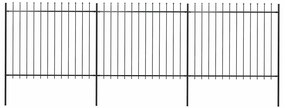 Zahradní plot s kopím nahoře ocelový 504 x 150 cm černý 277631