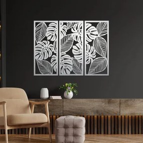Dřevěný trojdílný obraz monstera – Dekorace do interiéru | SENTOP PR0523