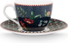 Pip Studio Berry Blues sada 2ks šálků s podšálky 100ml, modré (sada 2ks espresso šálků s podšálky)
