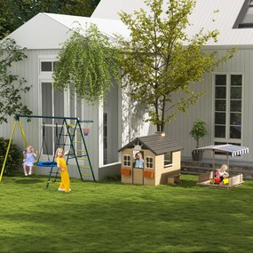 Dětský domeček Outsunny ze dřeva, zahradní domeček s oknem a poštovní schránkou, stojan na květináče, ideální pro děti od 3 do 7 let | Aosom.de