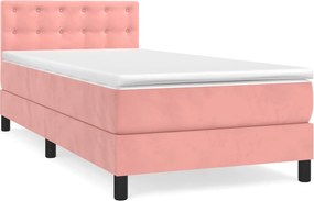 Box spring postel s matrací růžová 90x190 cm samet 3141520