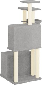 Škrabadlo pro kočky se sisalovými sloupky světle šedé 122 cm 172053