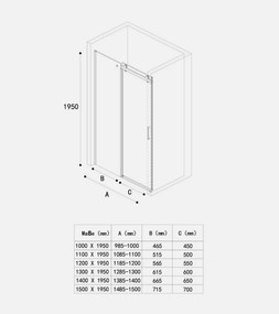 design sprchové posuvné dveře TERAMO 4 - BLACK 100-150cm Velikost: 150